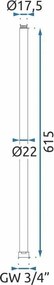 Prodloužení pro vanovou/sprchovou soupravu REA ø 22 mm - 60 cm, zlatá lesk