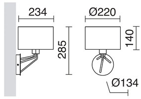 Exo 855E-G05X1A-37-SM nástěnné svítidlo Diagonal, měď, E27, ø22cm, IP20