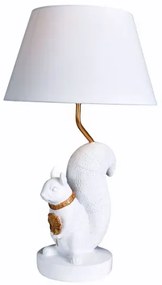 Elegantní bílo-zlatá lampa s veverkou držící dubovou ratolest 55 cm