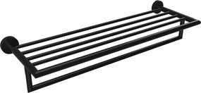 Sapho X-Round - Polička s držákem ručníků, délka 55 cm, černá XR421B