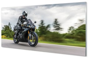 akrylový obraz Motocykl silnice mraky nebe 125x50 cm