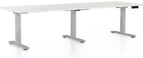 Výškově nastavitelný stůl OfficeTech Long, 240 x 80 cm, šedá podnož, bílá