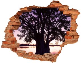 Wallmuralia Samolepící díra na stěnu Strom a jezero 90x70 cm