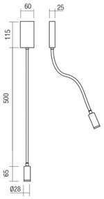 Redo 01-2755 - LED Flexibilní lampička WALLIE LED/3W/230V USB CRI 90 černá