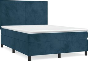 Box spring postel s matrací tmavě modrá 140x190 cm samet 3142903