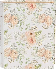 Bílý úložný box s květy ve tvaru knihy Book Van - 17*14*5 cm