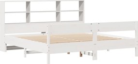 Postel s knihovnou bez matrace bílá 180x200 cm masivní borovice 3322979