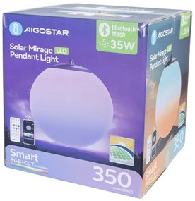 Aigostar-LED RGBW Solární lustr MESH 35W/3,7V 8000 mAh 2700K-6500K IP65 pr. 50 cm