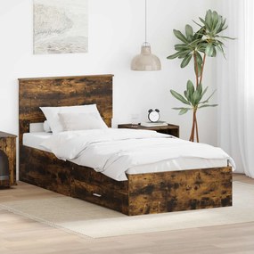 Rám postele s čelo Kouřový dub 100 x 200 cm Kompozitní dřevo 3408303