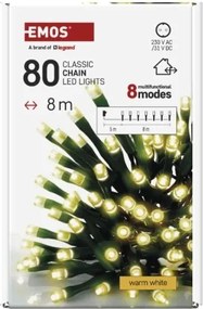 Vánoční osvětlení EMOS D4AW22 80LED řetěz 8m teplá bílá programy s časovačem