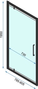 Rea Rapid Swing, rohový sprchový kout 80 (dveře) x 80 (stěna) x 195 cm, 6mm čiré sklo, černý profil, KPL-009922