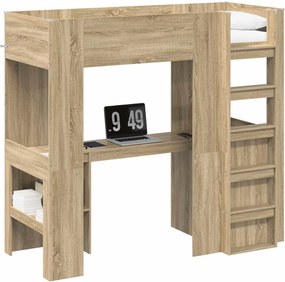 Rám patrové postele se stolem s policí Sonoma dub 75 x 190 cm 3410429