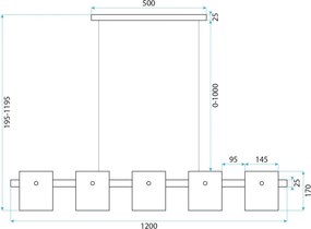 Toolight Toolight, stropní svítidlo 5xG9, APP1706-5CP, černá-šedá, OSW-04312