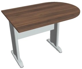 Stůl jednací oblouk 120 cm - Hobis Cross CP 1200 1 Dekor stolové desky: ořech, Dekor lamino podnože: šedá, Barva nohou: Stříbrná