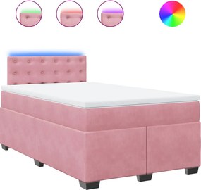 Box spring postel s matrací růžová 120 x 200 cm samet 3288599
