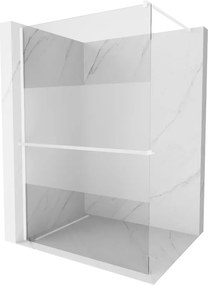 Mexen Kioto+, sprchová zástěna Walk-In s poličkou a věšákem 140 x 200 cm, 8mm čiré sklo-námraza, bílý profil, 800-140-121-20-35