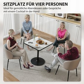 HOMCOM Jídelní stůl pro 4 osoby v moderním stylu s bílým mramorovým efektem a kulatým podstavcem, 70 x 70 cm, bílý