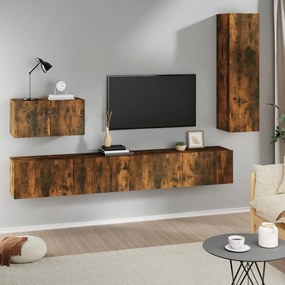 vidaXL 4dílný set TV skříněk kompozitní dřevo [3114328] Barva: kouřový dub