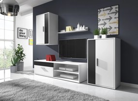 Moderní obývací stěna Toreto, bílá/černá