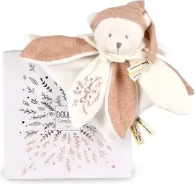 Doudou Dárková sada Plyšový muchláček medvídek s čepičkou 25 cm růžový