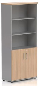 NABYTEK-DESIGNOVY.CZ - S582 19 - Kancelářská skříň Komfort, 80x38,5x183,5 cm, dveře 2/5 , ořech/šedá