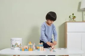VIGA Dřevěné kostky PolarB v kyblíku / 50 dílků / od 2 let