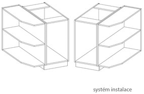 MONZA o | dolní regál 30 D ZAK zakončovací s policemi | 30 cm | UNI provedení | černá