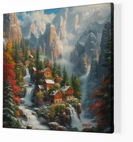 Obraz na plátně - Pozdravy ze zimního Švýcarska FeelHappy.cz Velikost obrazu: 80 x 80 cm