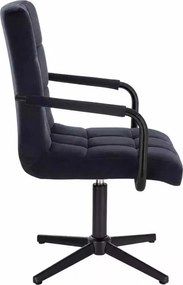 LuxuryForm DESIGN Otočná židle VERONA BLACK VELUR na černém kříži - černá