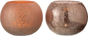 2ks růžové skleněné svícny Crazed M - Ø15*12 cm