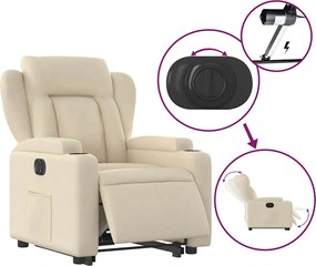 Elektrické zvedací polohovací křeslo krémové textil 3204515
