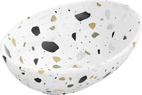 Mexen Elza, umyvadlo na desku 455x325x135 mm, bílá-vzor terazzo, 21014083