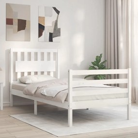vidaXL Rám postele s čelem 90 x 200 cm masivní dřevo [3194297] Barva: Bílá