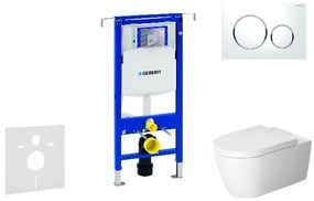 Geberit Duofix - Modul pro závěsné WC s tlačítkem Sigma20, bílá/lesklý chrom + Duravit ME by Starck - WC a sedátko, Rimless, SoftClose 111.355.00.5 NM4