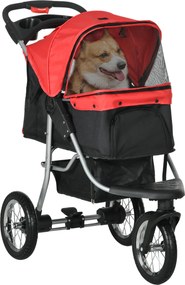 PawHut Kočárek pro psy Dog Buggy Cat Buggy Pet Stroller skládací se 3 koly pro psy a kočky Oxford Red Black 109,5 x 54,5 x 106,5 cm |