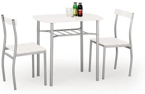 Halmar Bílá jídelní sestava stolu se 2 židlemi LANCE
