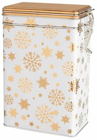 Altom Vánoční plechová dóza Golden Snowflakes, 12 x 8 x 19 cm