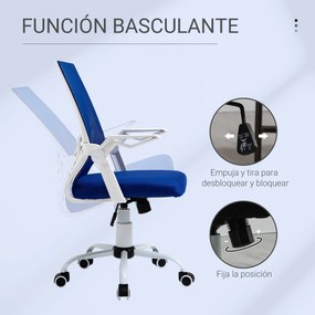 Ergonomická kancelářská židle Vinsetto - otáčecí kancelářská židle s nastavitelnou výškou, zdvihacími opěrkami a bederní podporou, pro teenagery a do…