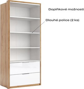 Skříň 2D 2Š bez zrcadel, série N, dub kraft / bílá Asti