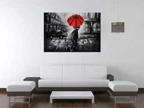 Gario Ručně malovaný obraz Červený polibek v dešti Rozměry: 120 x 80 cm