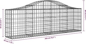 Klenutý gabionový koš 200 x 30 x 60/80 cm pozinkované železo 153383