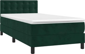 Box spring postel s matrací tmavě zelená 90x200 cm samet 3141524