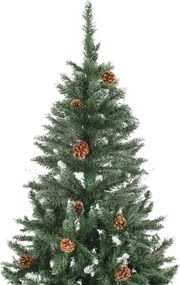 vidaXL Umělý vánoční stromek s LED osvětlením a šiškami 210 cm [3077748] Barva: Zelená a bílá