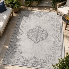 Šedo-krémový venkovní koberec NORTHRUGS Cebu, 80 x 150 cm