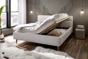 Šedá čalouněná postel Lotte 180x200 cm s úložným prostorem