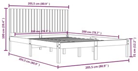 Rám postele černý masivní borovice 200 x 200 cm,  3104437