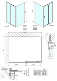 Polysan, Easy Line obdélníková sprchová zástěna 1600x1000mm L/P varianta, EL1815EL3415