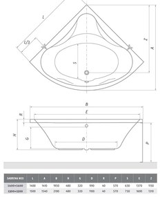Roth Rohová akrylátová vana SABRINA NEO Varianta: rozměry: 140x140 cm, orientace: Uni - (SABRINA NEO 140 - 9620000)
