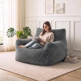 HOMCOM Podlahové křeslo pro dospělé, velká Cloud podlahová lounge bez rámu, s opěrkou zad a područkami, bez montáže, šedá