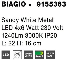 Nova Luce Bodové svítidlo BIAGIO bílá kov LED 4x6W 3000K